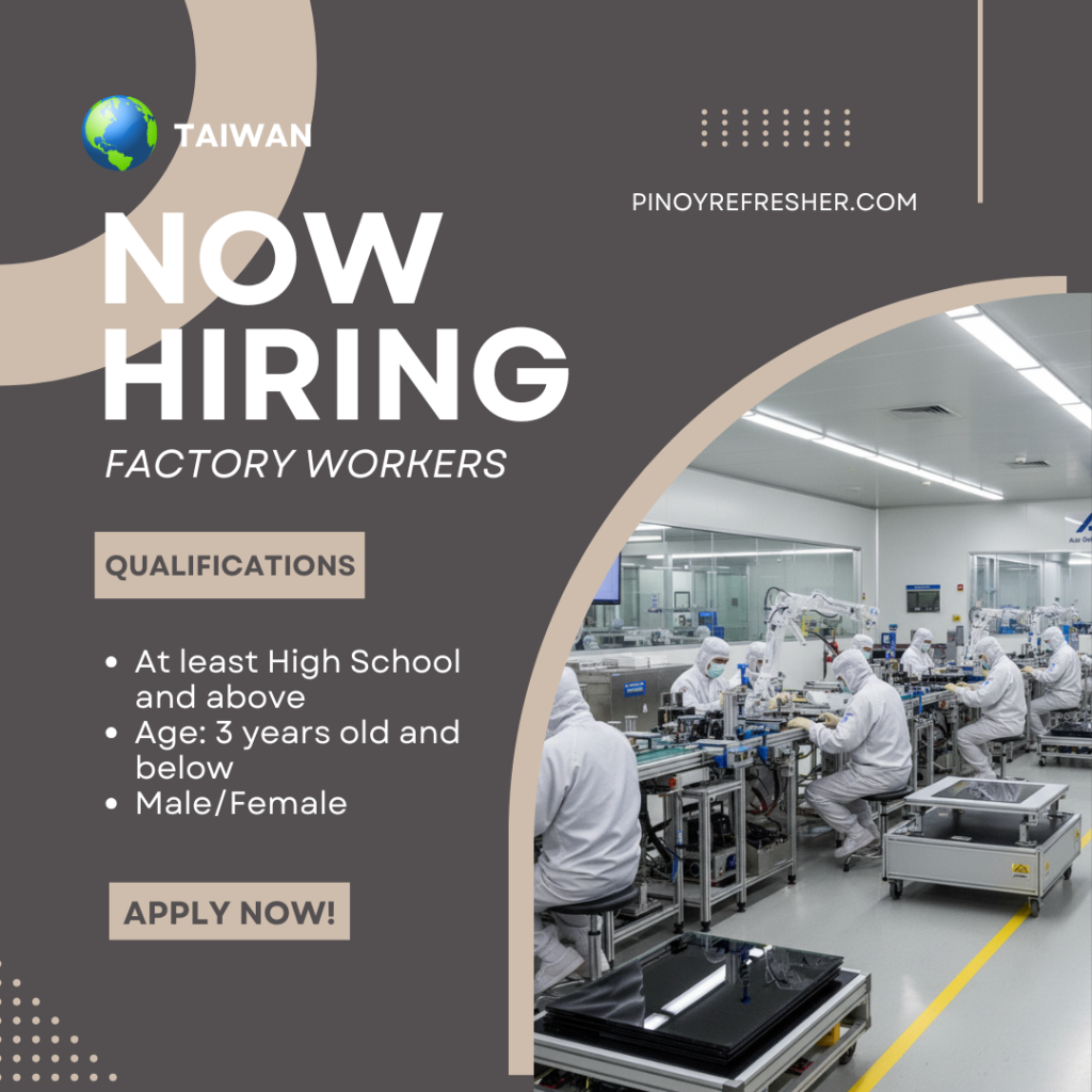 Hiring Factory Workers for AU Optronics – Taiwan