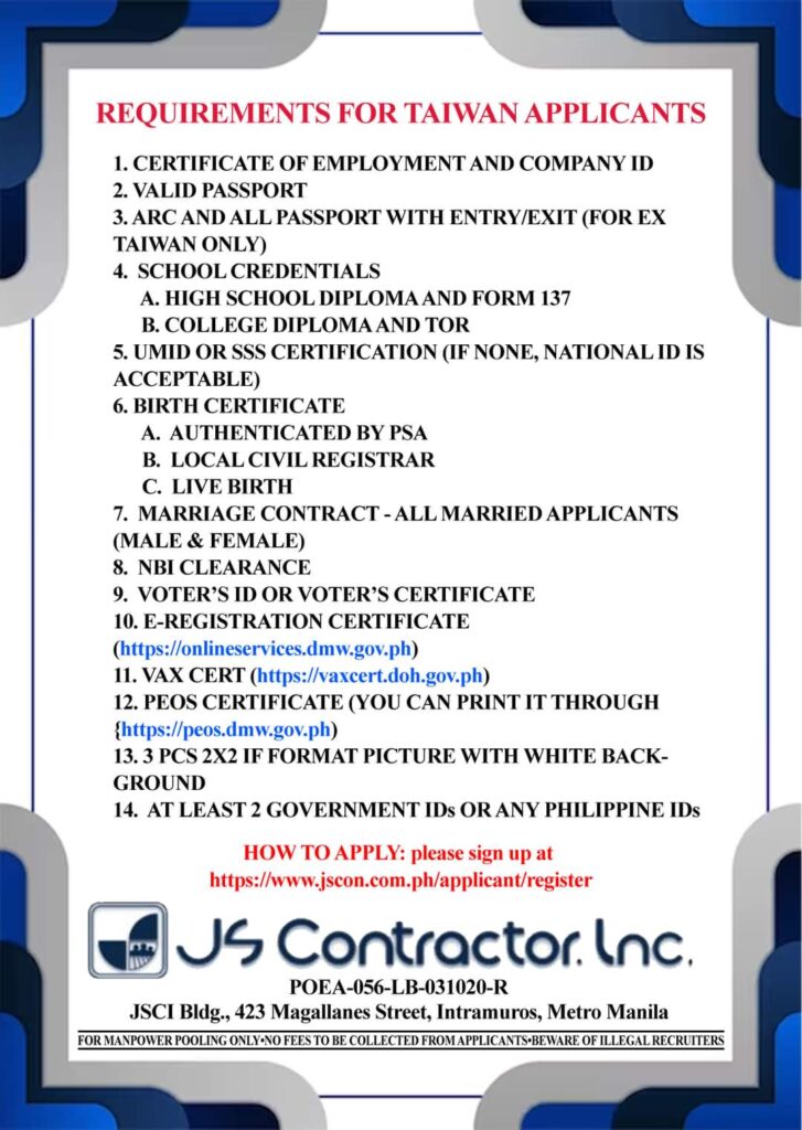 Now Hiring: Male & Female Factory Workers for Taiwan – Apply Online Today