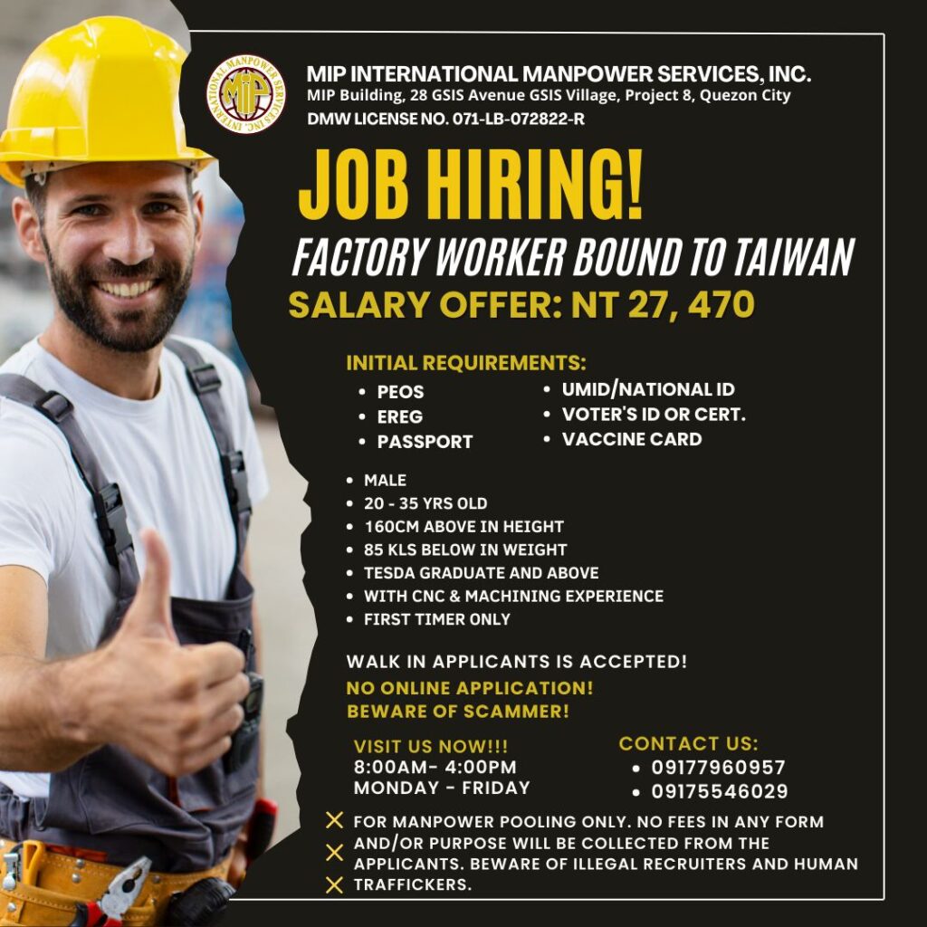 Hiring Factory Workers under MIP International Manpower Services ...