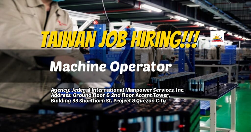 Jedegal International Manpower Services is now Hiring Machine Operator ...