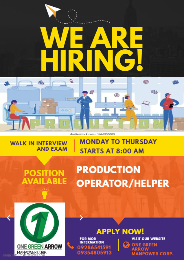 Local Job: Philippine Iris Co. Inc. is now Hiring Production Operator