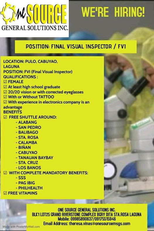 Local Job: One Source General Solution Inc. is now Hiring Final Visual ...