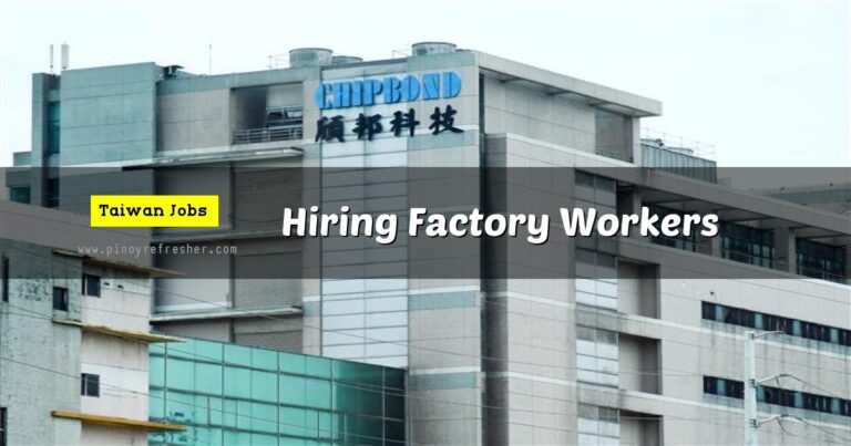 Chipbond Technology Corp. is now Hiring Factory Workers under JS ...