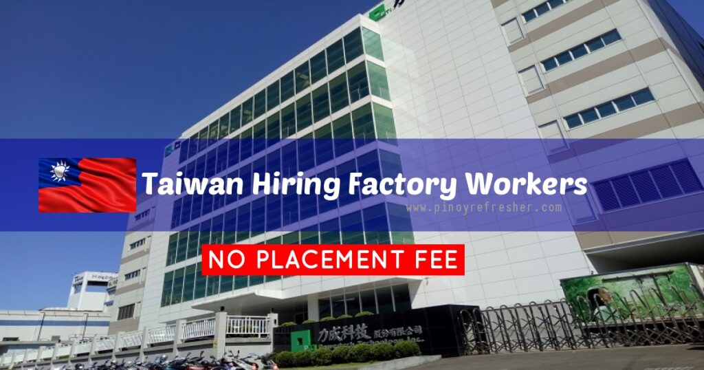 Taiwan Hiring Factory Workers for Powertech Technology Inc.