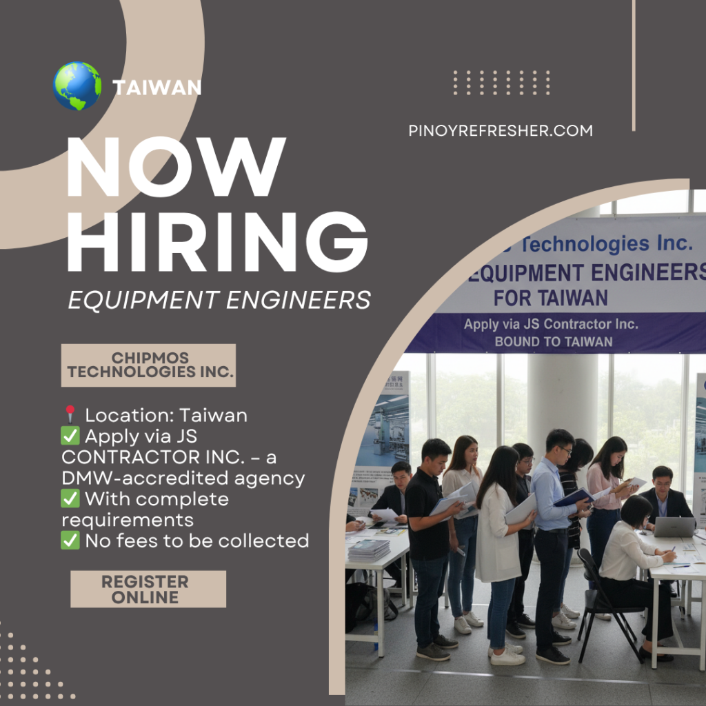 ChipMOS Technologies Inc. Hiring Equipment Engineers for Taiwan – Apply ...