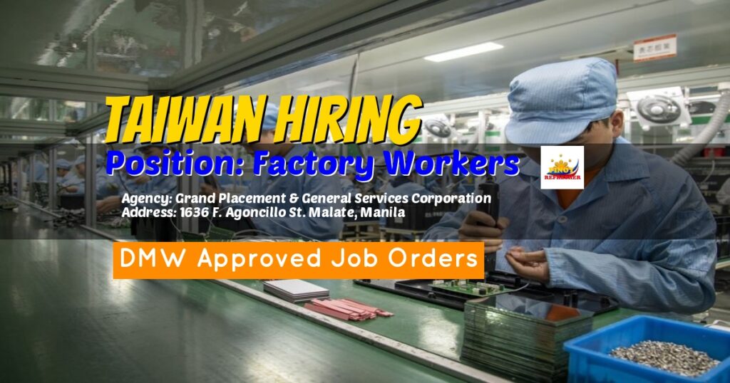 DMW-Approved Job Orders for Factory Workers Under Grand Placement ...