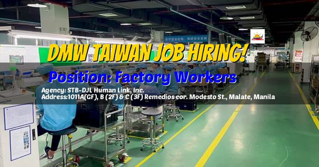 DMW Approved Job Order: Factory Workers under STB-DJL Human Link, Inc.