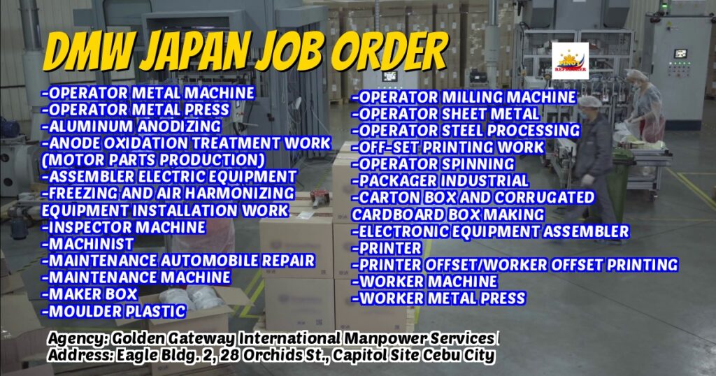DMW Job Order for Factory Workers under Golden Gateway International ...