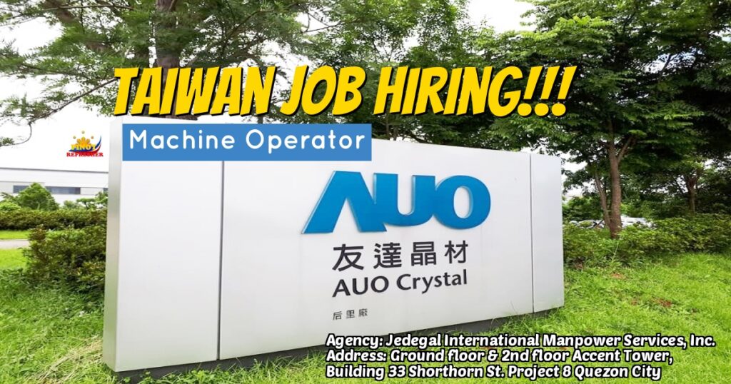 Hiring Machine Operator for AUO Crystal Corporation