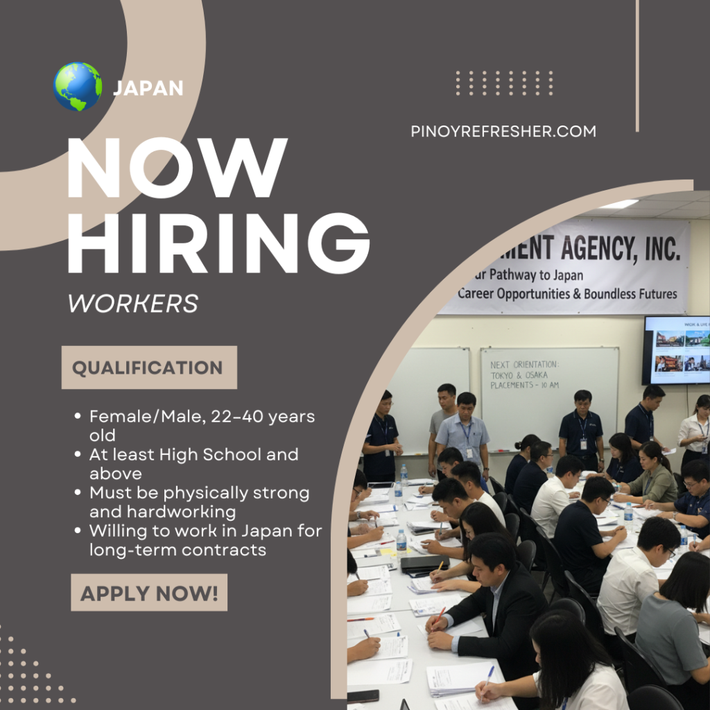 Your Gateway to Japan! Multiple Job Openings for Skilled Filipino Workers