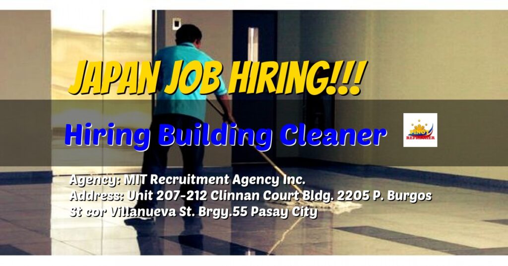 Hiring SSW Building Cleaner for Takuei Syoukai Co., Ltd. under MIT ...