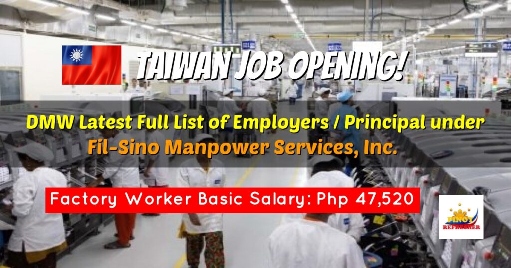 DMW Latest List of Employer / Broker Factory bound to Taiwan under Fil ...