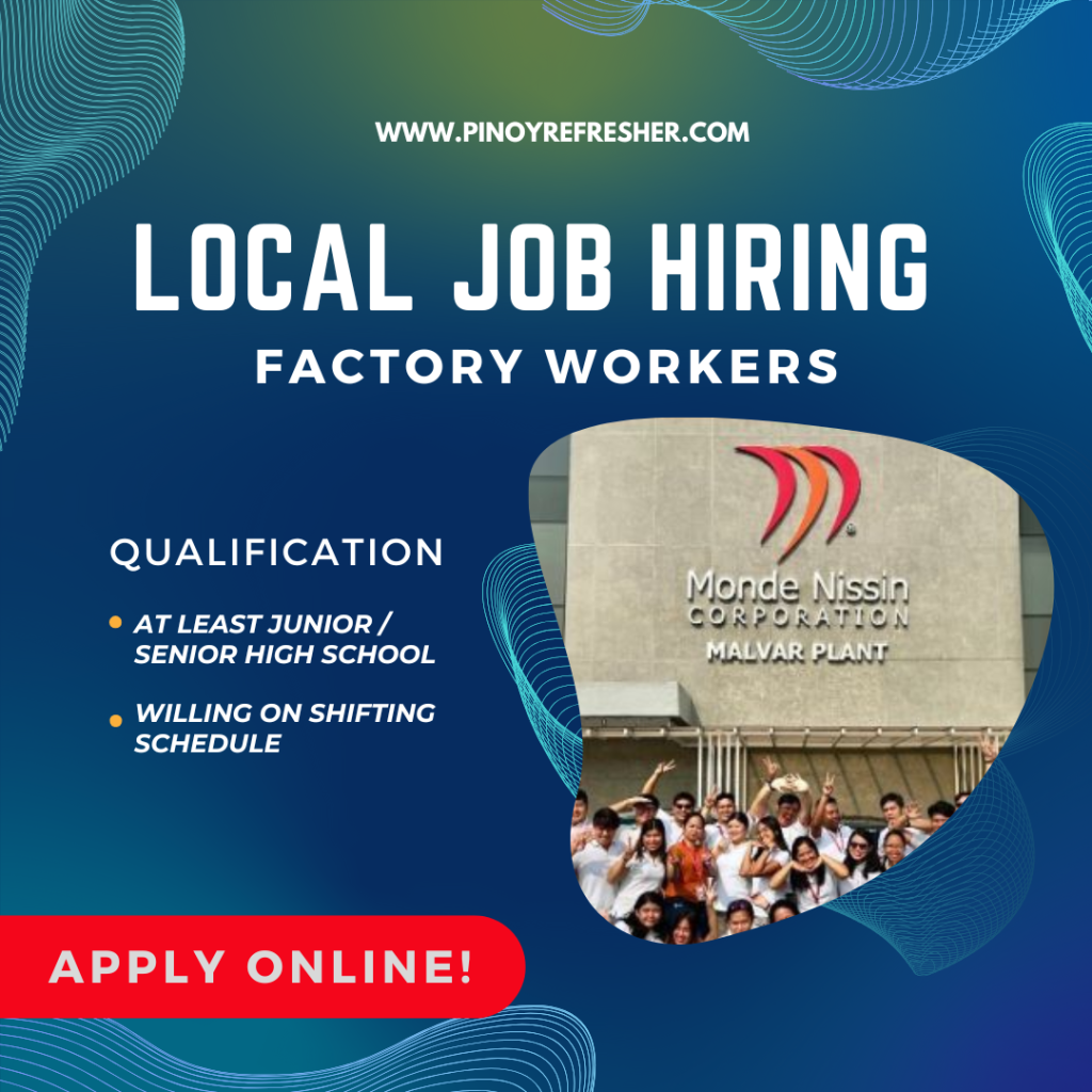 Local Job Hiring: Production Machine Operator for Monde Nissin ...