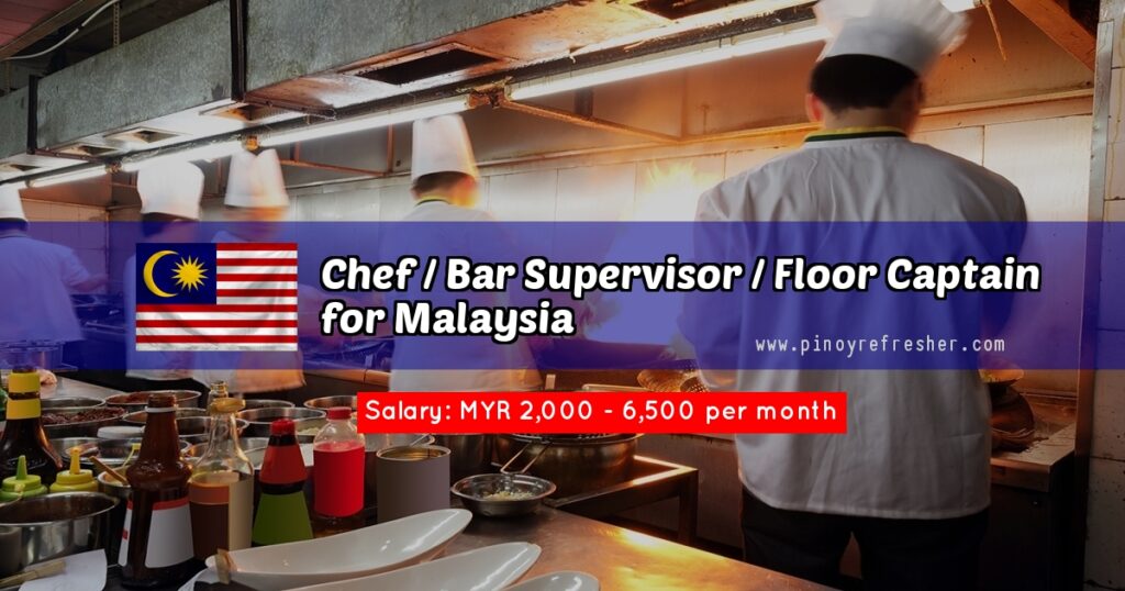 Hiring Chef / Bar Supervisor / Floor Captain for Trident Ace SDN BHD