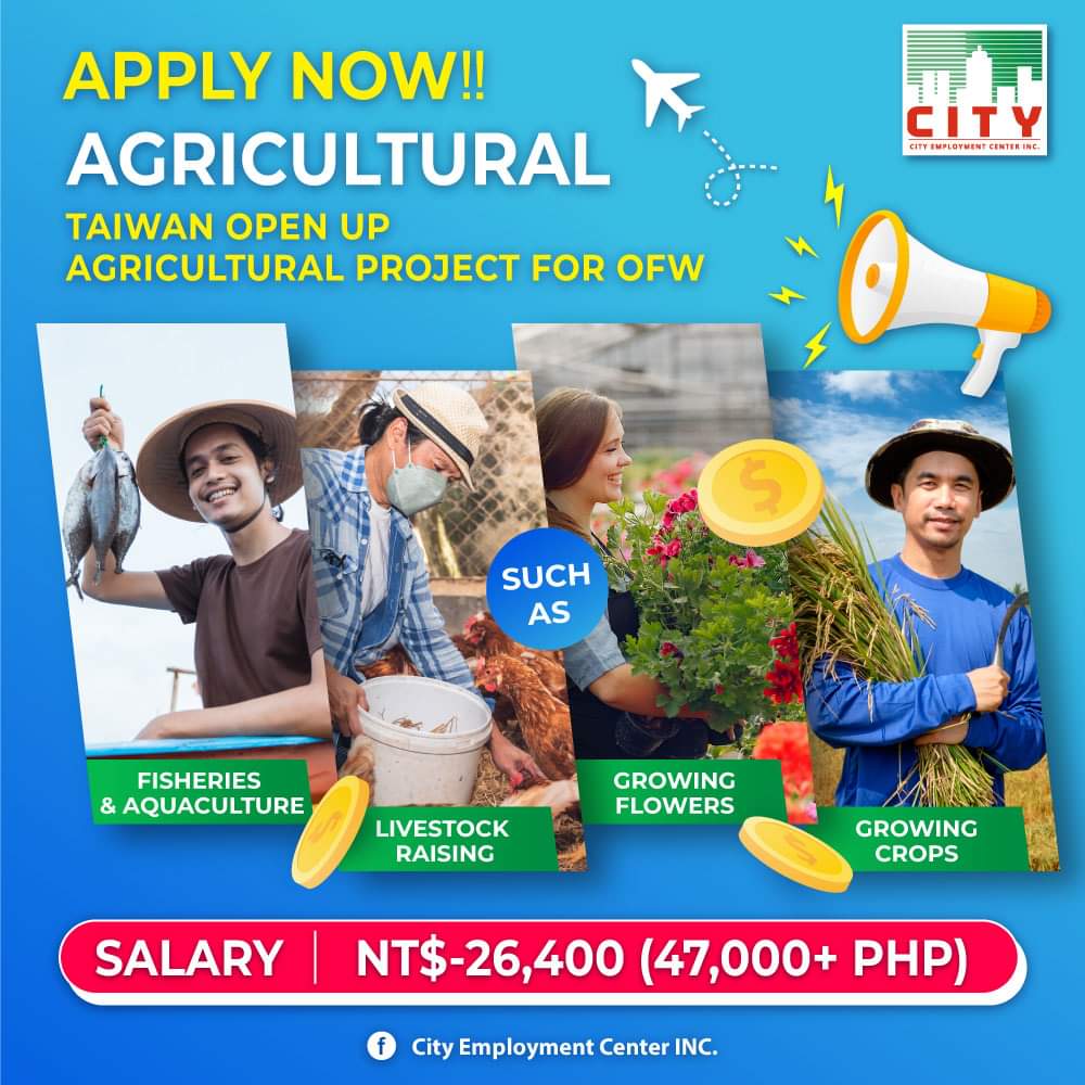 Taiwan Urgent Hiring Agricultural Farmers under City Employment Center ...