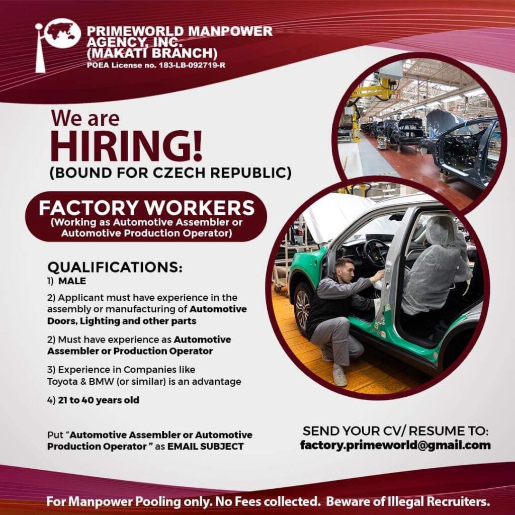 Hiring Factory Workers for Czech Republic | Automotive Industry