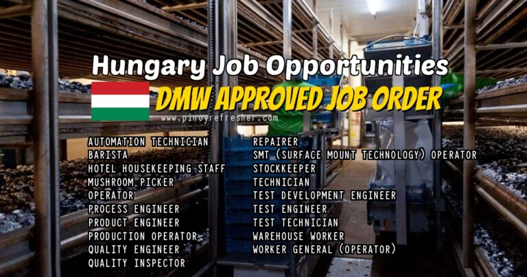 DMW: Hungary Job Opening under Philore Manpower Corporation
