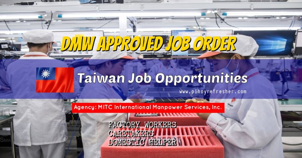 DMW: Taiwan Job Opportunities under MITC International Manpower ...