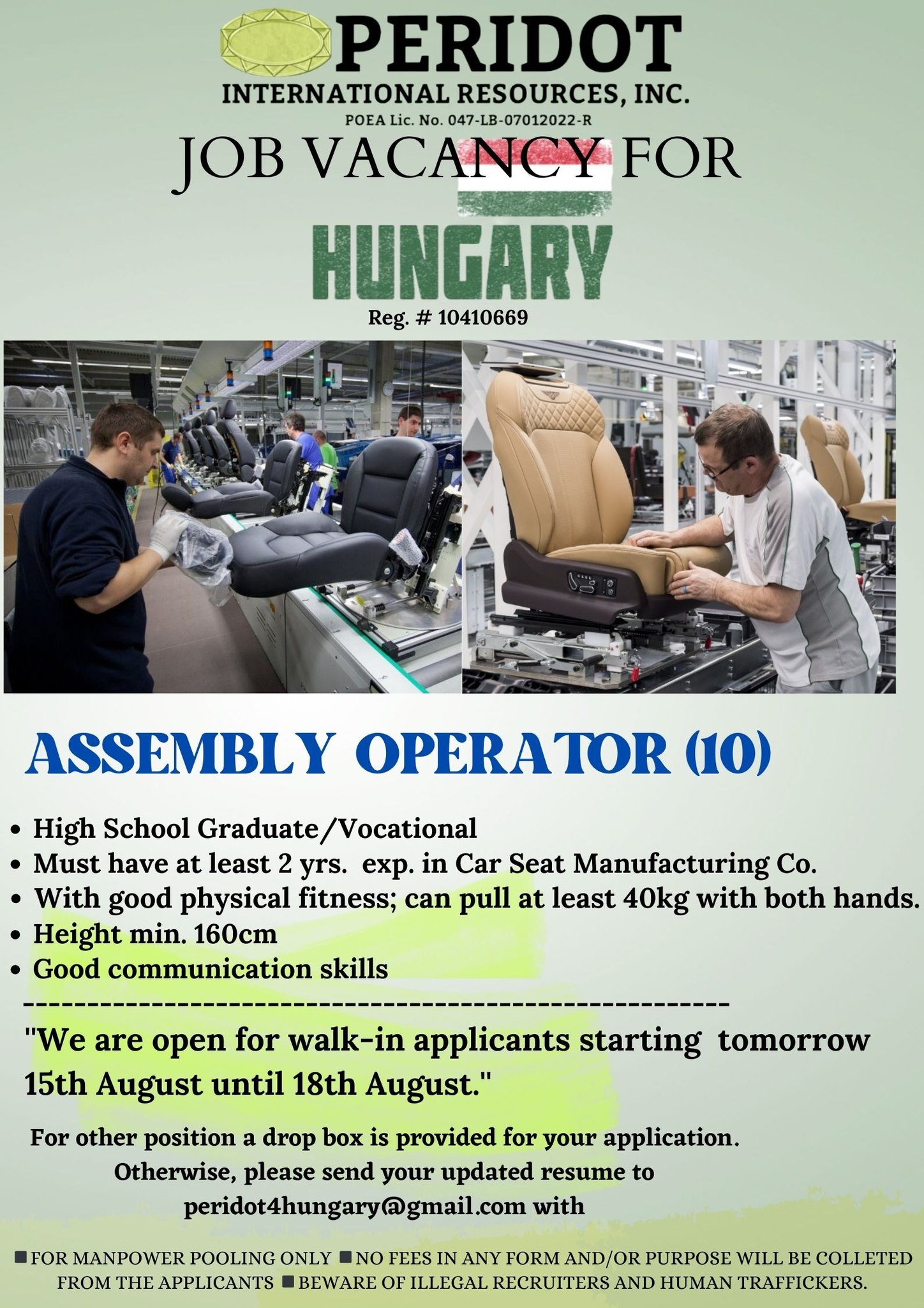 Hiring Assembly Operator bound to Hungary | High School