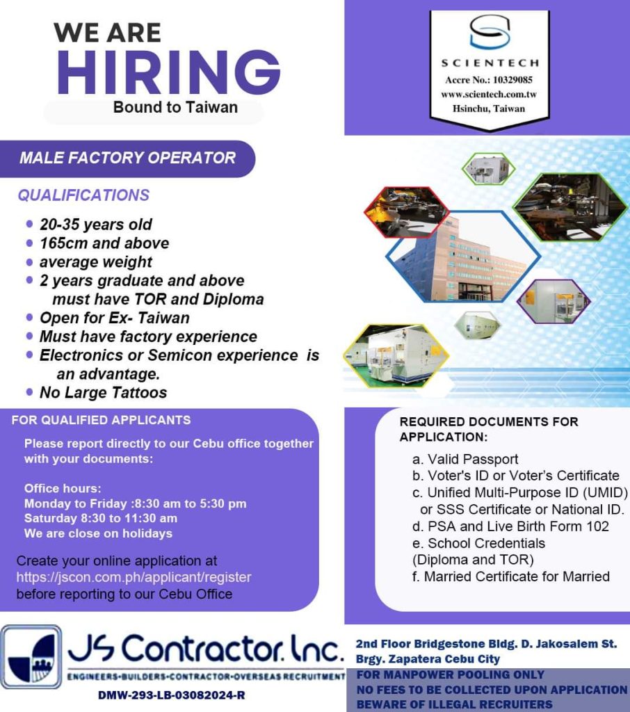 Hiring Production Operator for Scientech Corporation