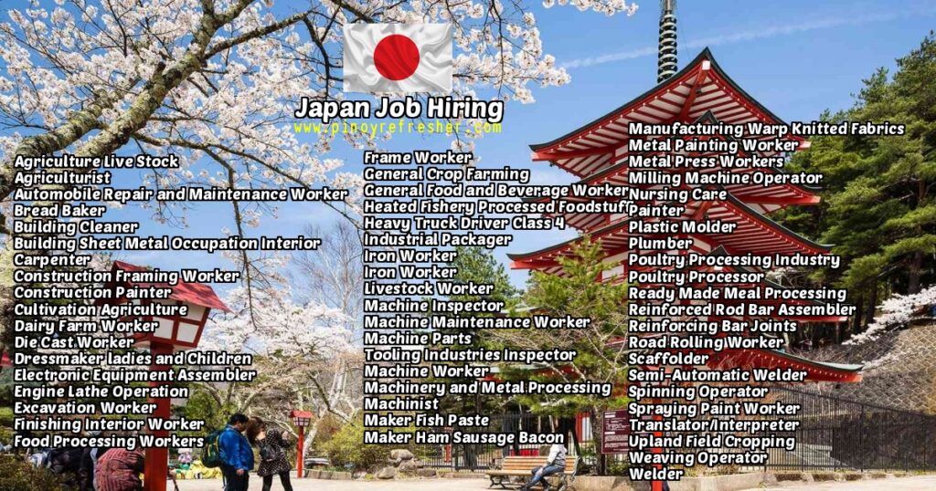 DMW Japan Hiring Workers under UNO Overseas Placement Inc.