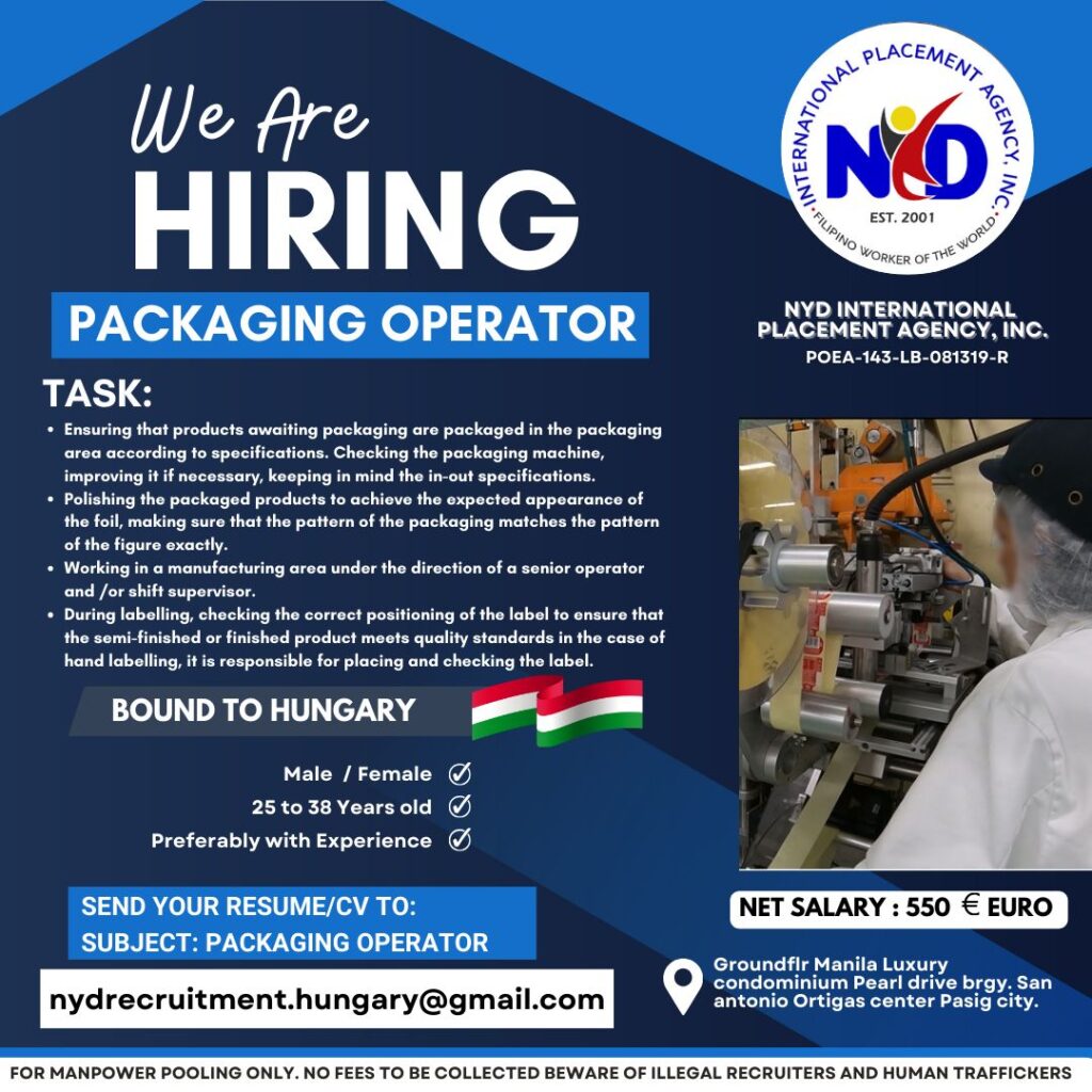 Hungary Hiring Packaging Operator