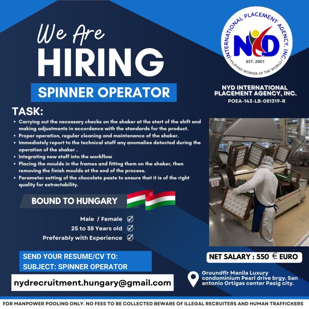 Hungary Hiring Spinner Operator