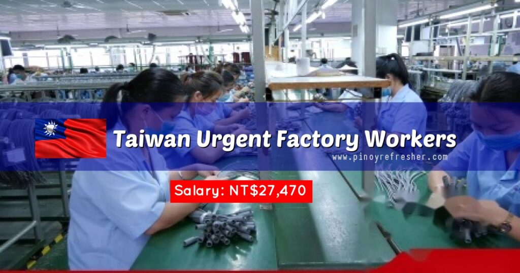Taiwan Urgent Hiring for Machine and Assembly Operator