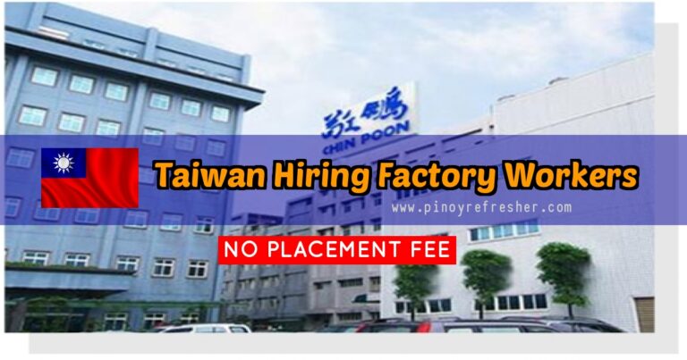 Taiwan Hiring Factory Workers for Chin-poon Industrial Co., Ltd.