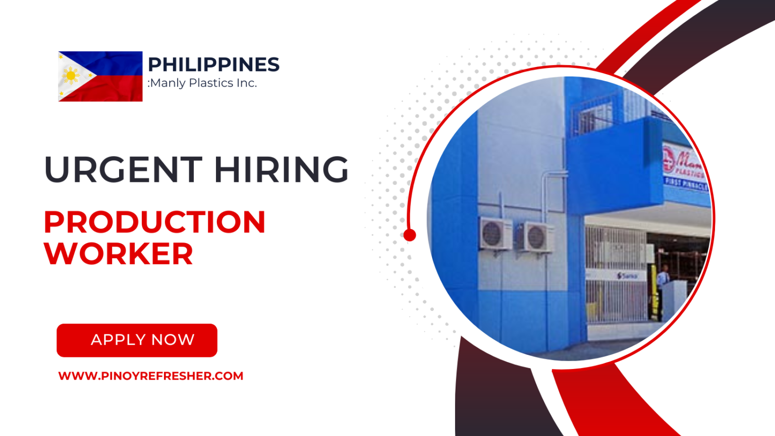 Local Job Hiring: Production Worker for Manly Plastics Inc.