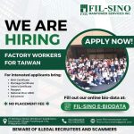 Taiwan Hiring Factory Workers for ASE Chungli | Filsino Agency