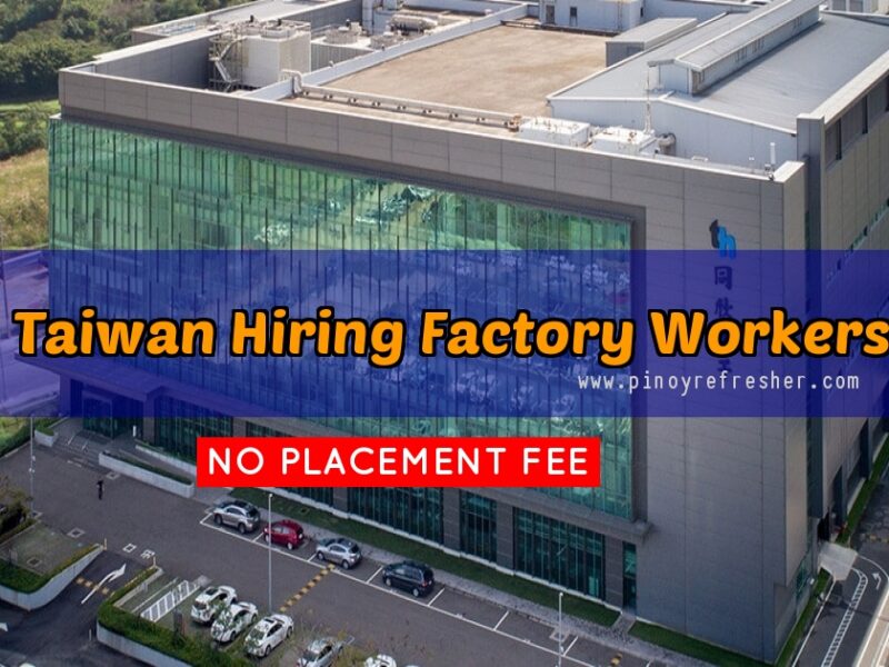 Taiwan Hiring Plastic Molding Operator under City Employment Center