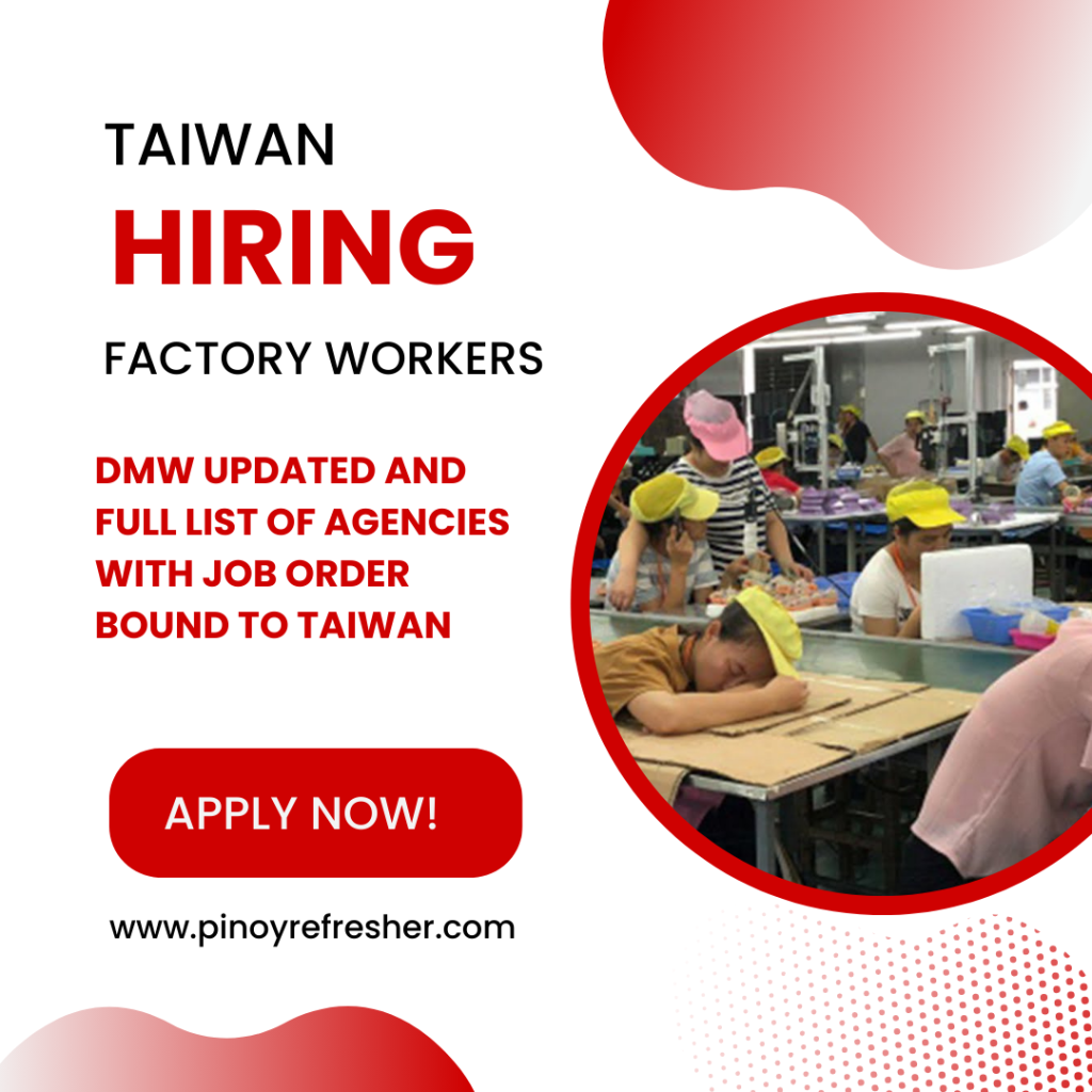 DMW Updated list of Agencies with Factory Workers Job order bound to ...
