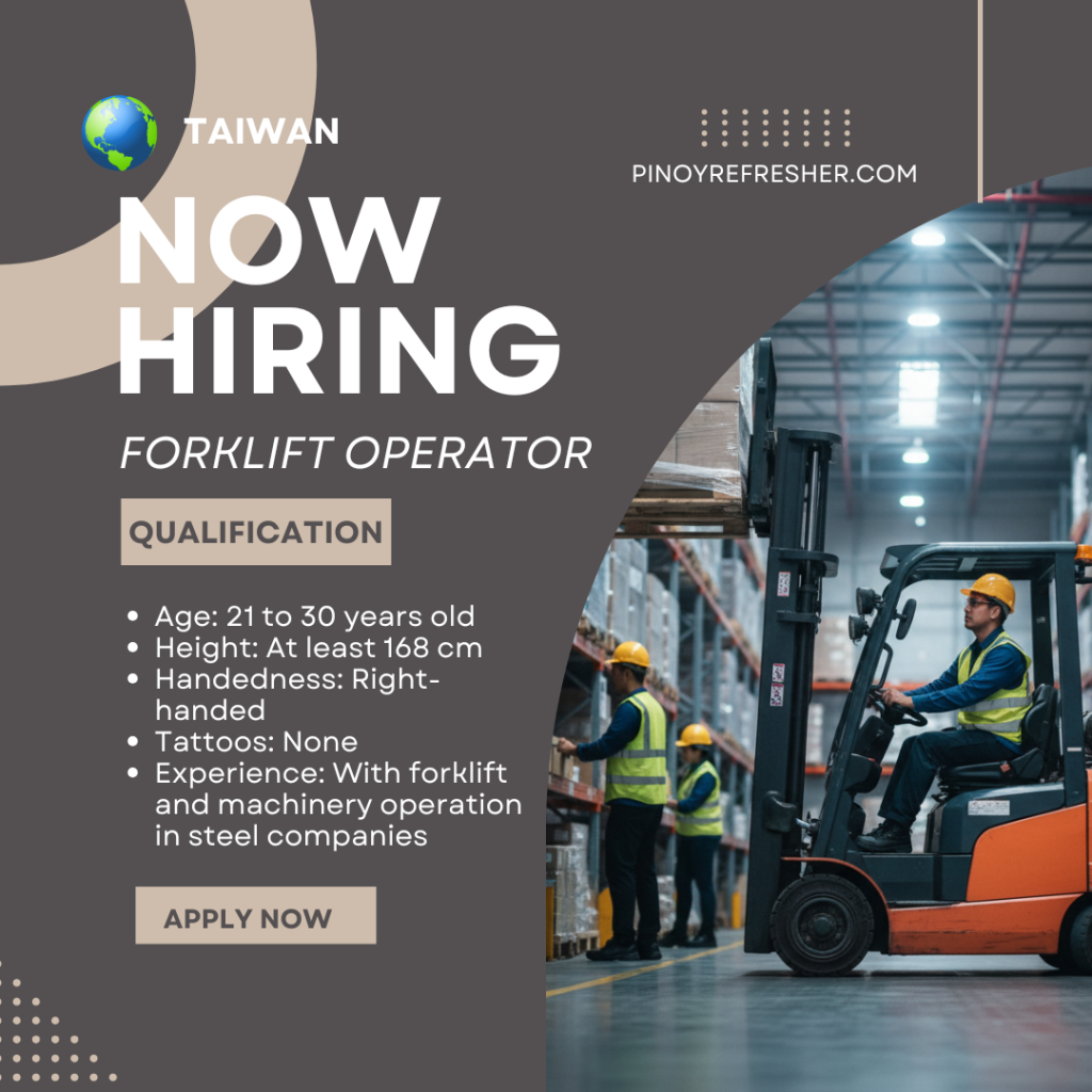 Forklift Operator Jobs in Taiwan | Maruko International Corporation ...