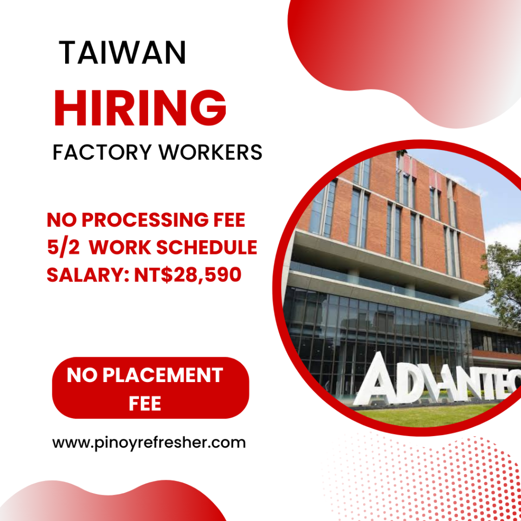 Urgent Hiring: Factory Workers for Advantech Co., Ltd. Taiwan – Apply ...