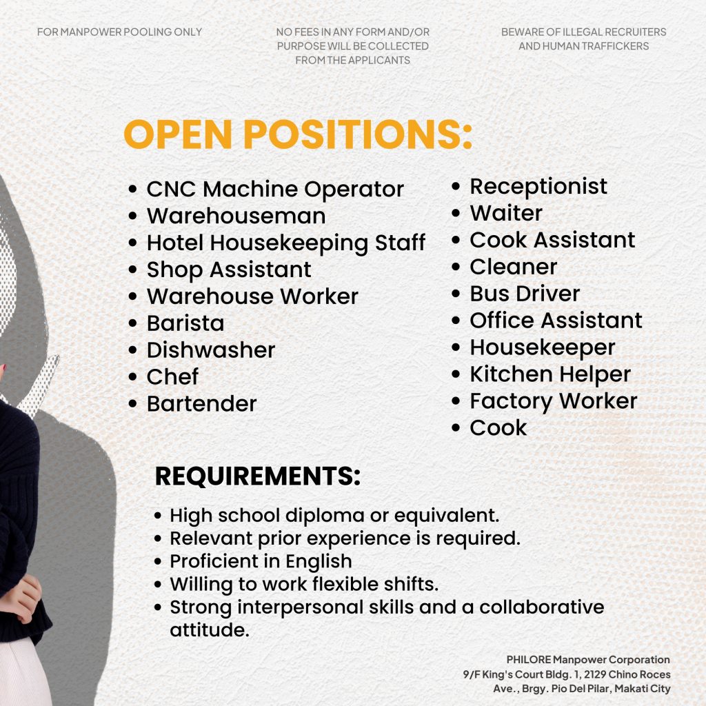 Mass Hiring bound to Hungary! under Philore Manpower Corporation (PMC)