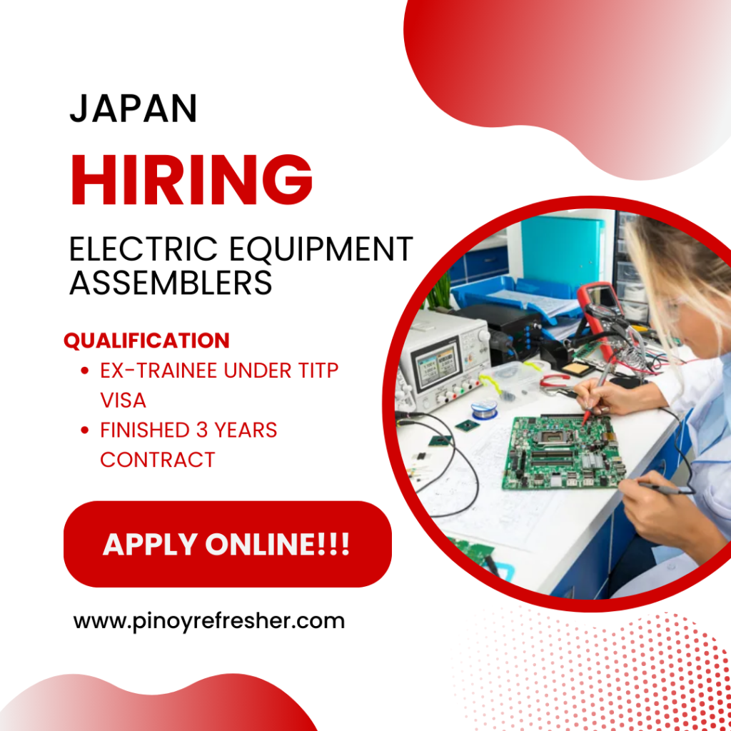 Japan Hiring SSW-Electric Equipment Assemblers | Apply online!