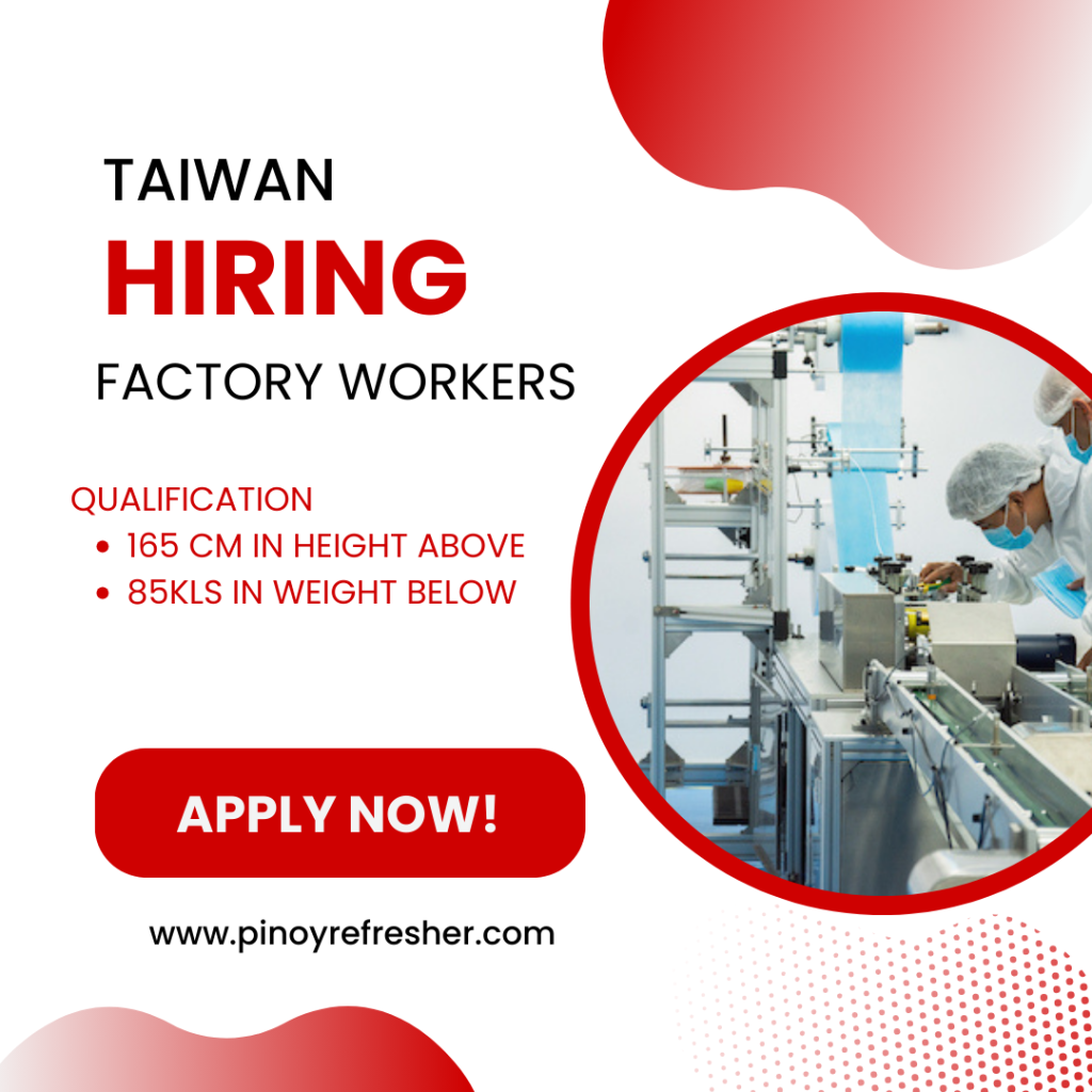 Taiwan Hiring Factory Workers | No online application