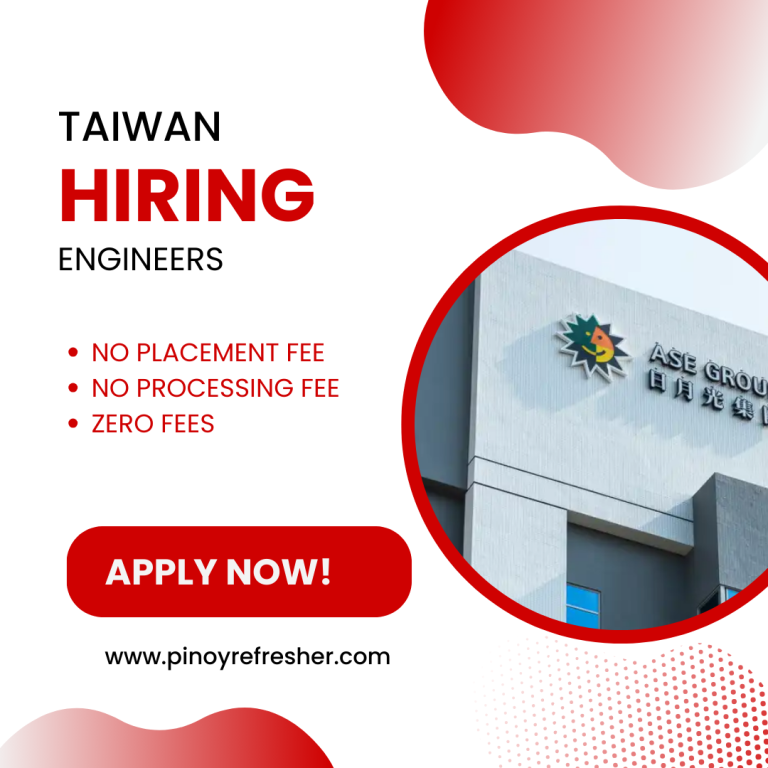 Taiwan Hiring Engineers for ASE Kaohsiung | NO PLACEMENT FEE