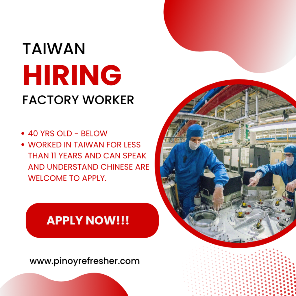 Immediate Hiring Factory Workers | No Placement Fee - Pinoy Refresher 2016