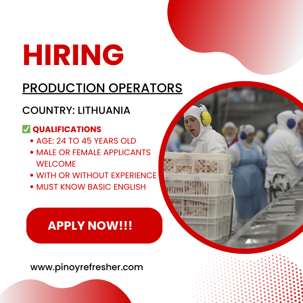 Hiring Production Operator for UAB Biliarta bound to Lithuania