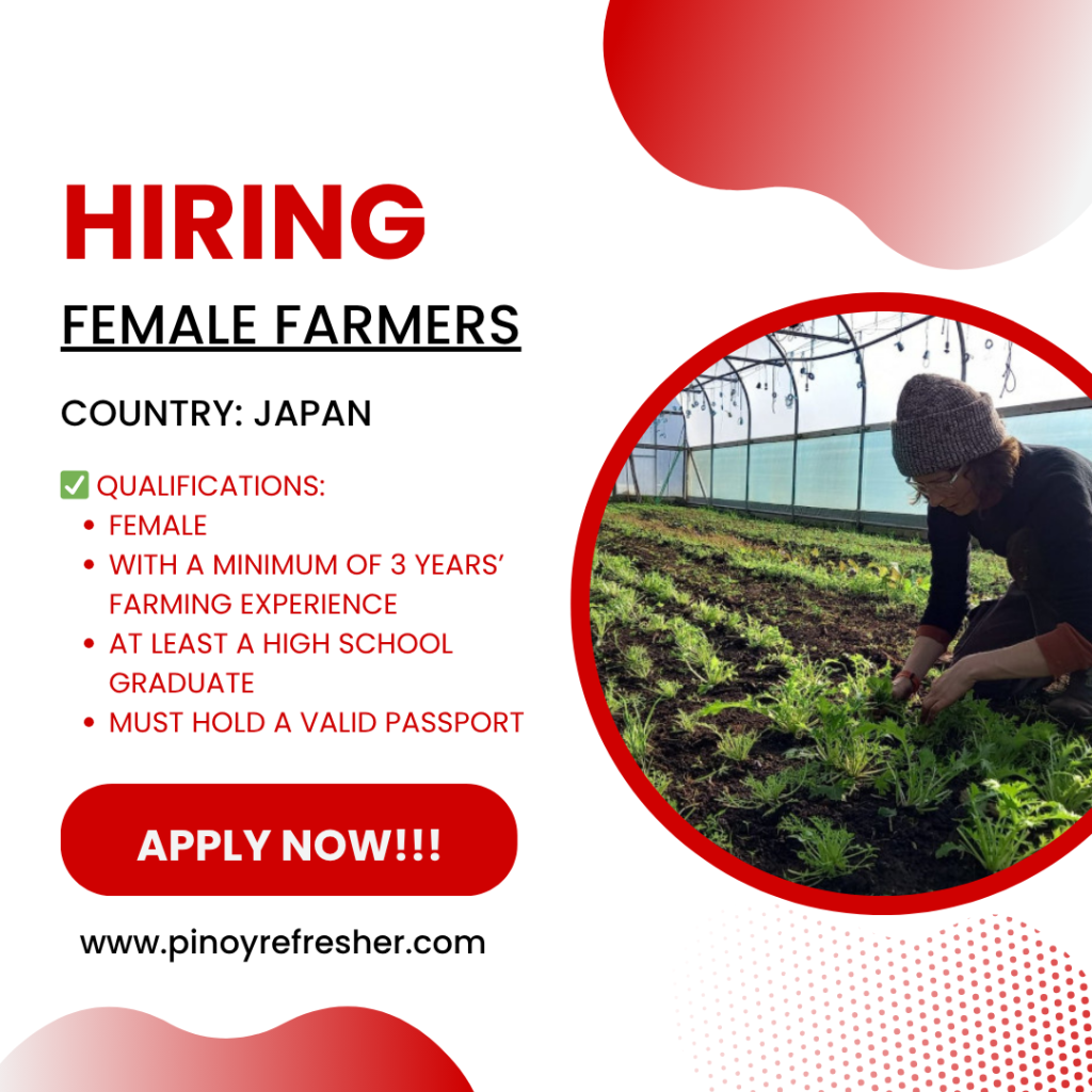 Job Opportunity for Female Farmers in Japan: Zontar Manpower Services ...