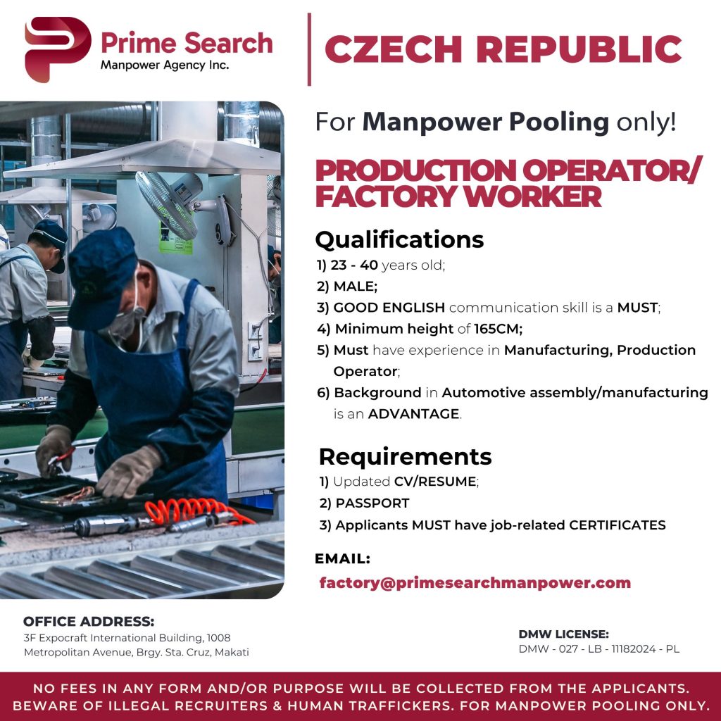Urgent Hiring: Production Operators and Factory Workers Bound for the ...