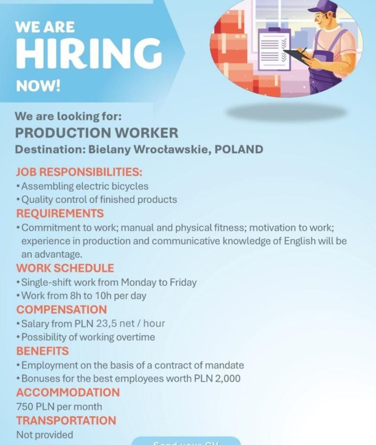 Urgent Hiring: Male Production Workers Needed in Poland