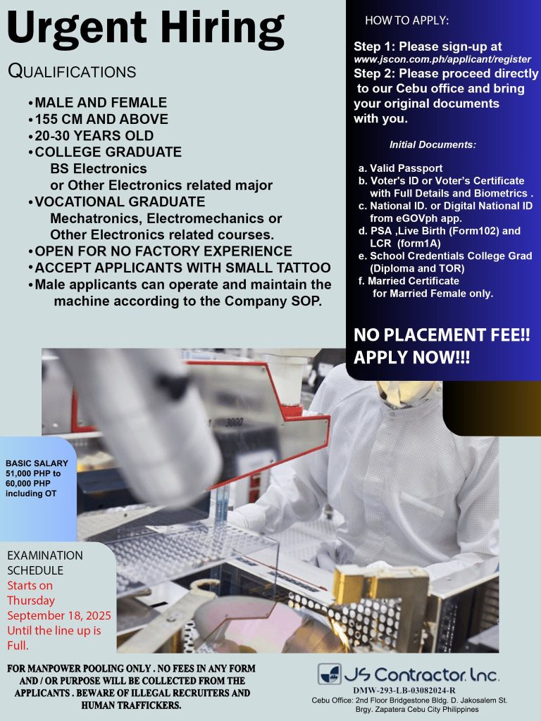 Urgent Hiring: Factory Operators for Taiwan – No Experience Needed!
