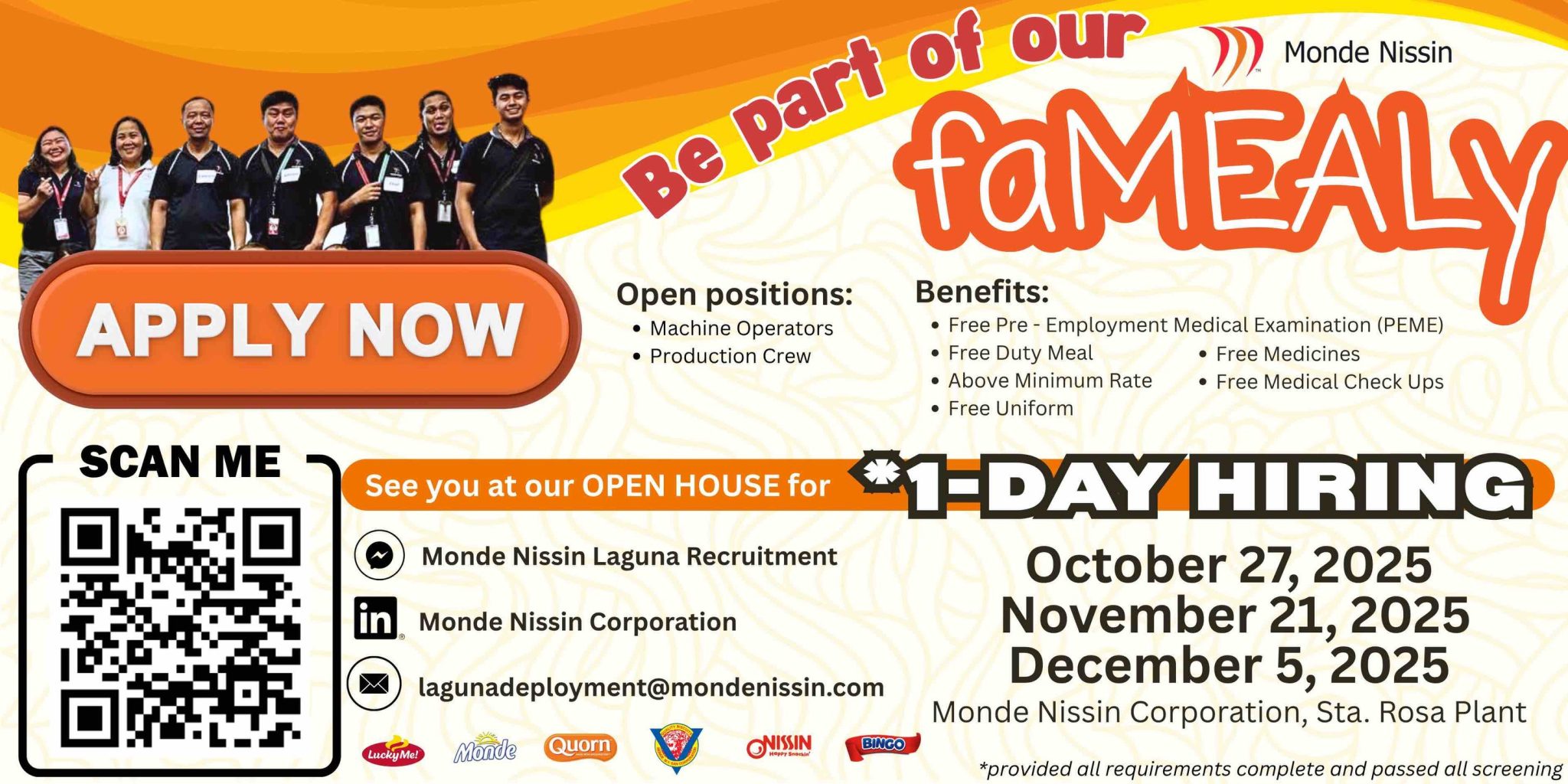 Monde Nissin Sta. Rosa Opens One-Day Job Hiring for Production Crew ...