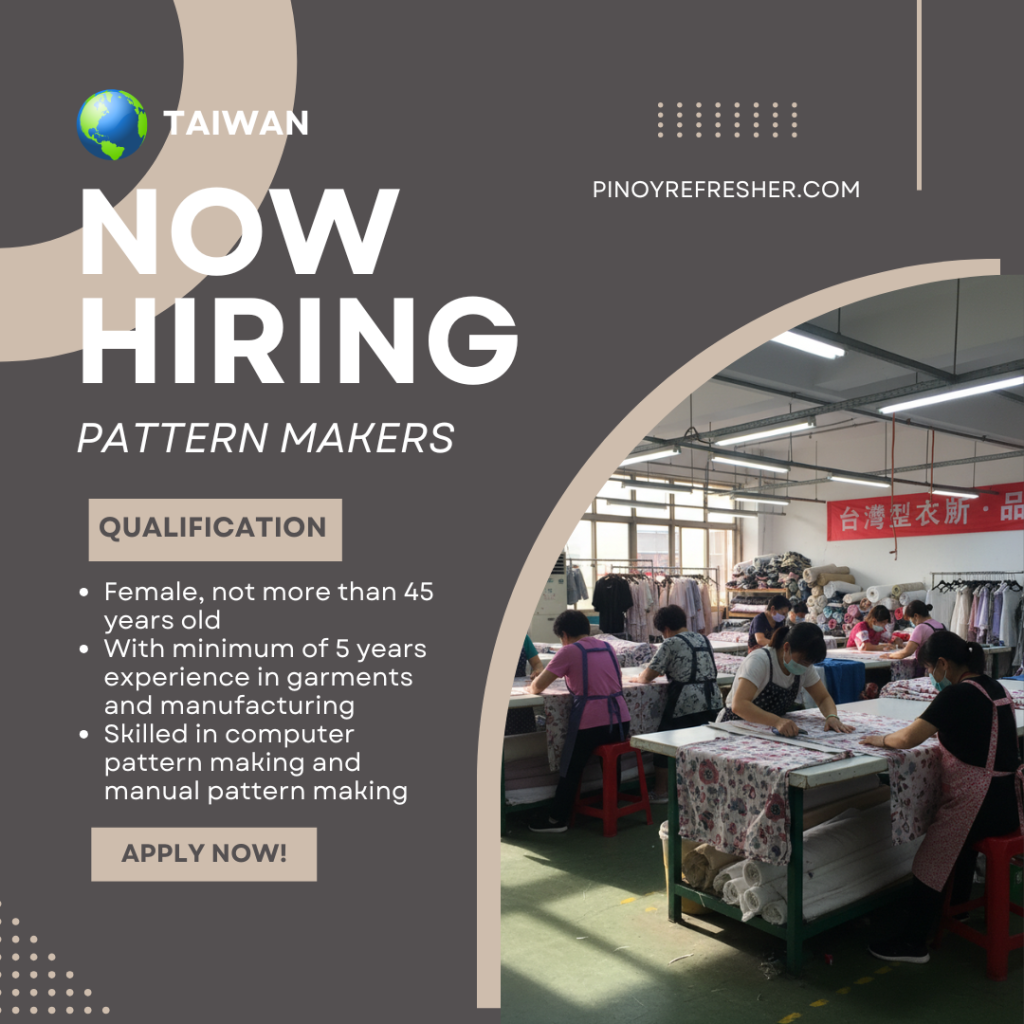 Taiwan Hiring Production Operator under Fil-Sino Manpower Services, Inc ...