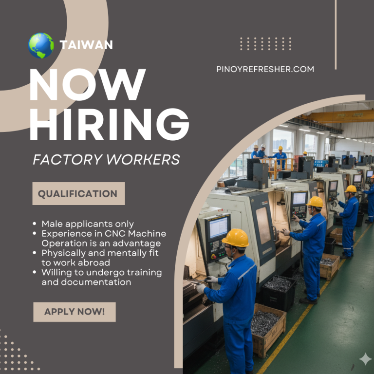 Taiwan Hiring Production Operator under Fil-Sino Manpower Services, Inc ...