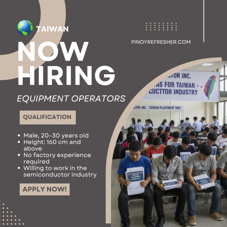 Taiwan Hiring Factory Workers for ASE Chungli | Filsino Agency