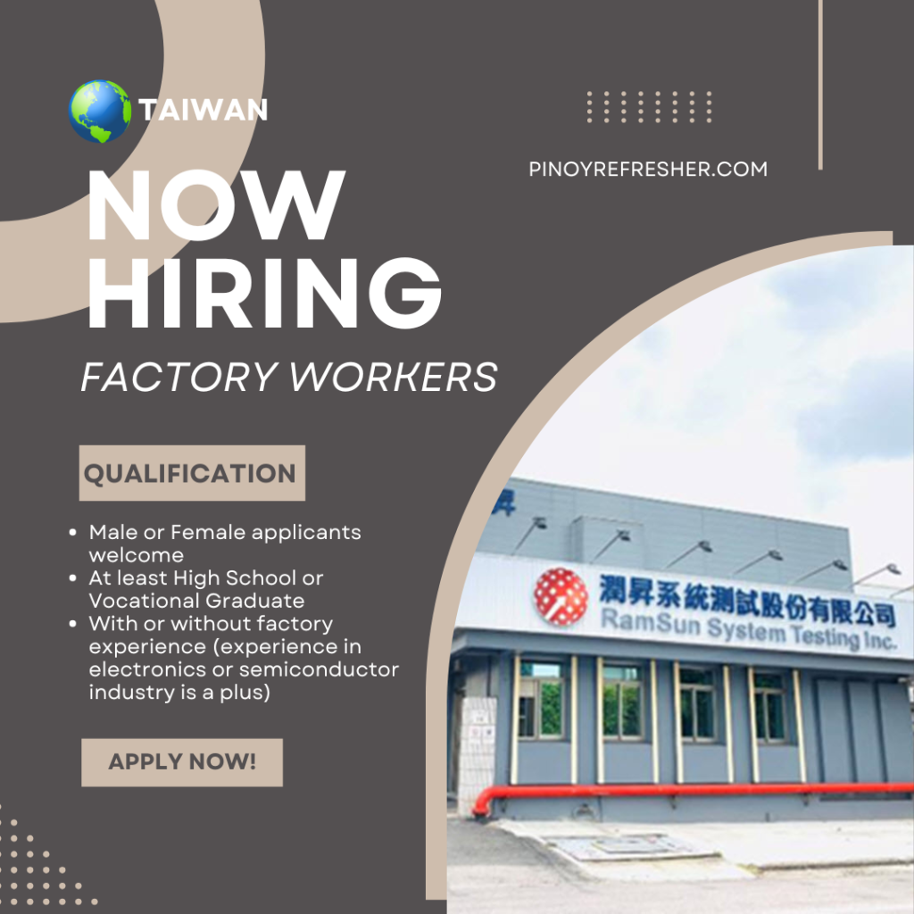 Hiring Factory Workers for Taiwan | Yoshi Promotions, Inc. – DMW ...